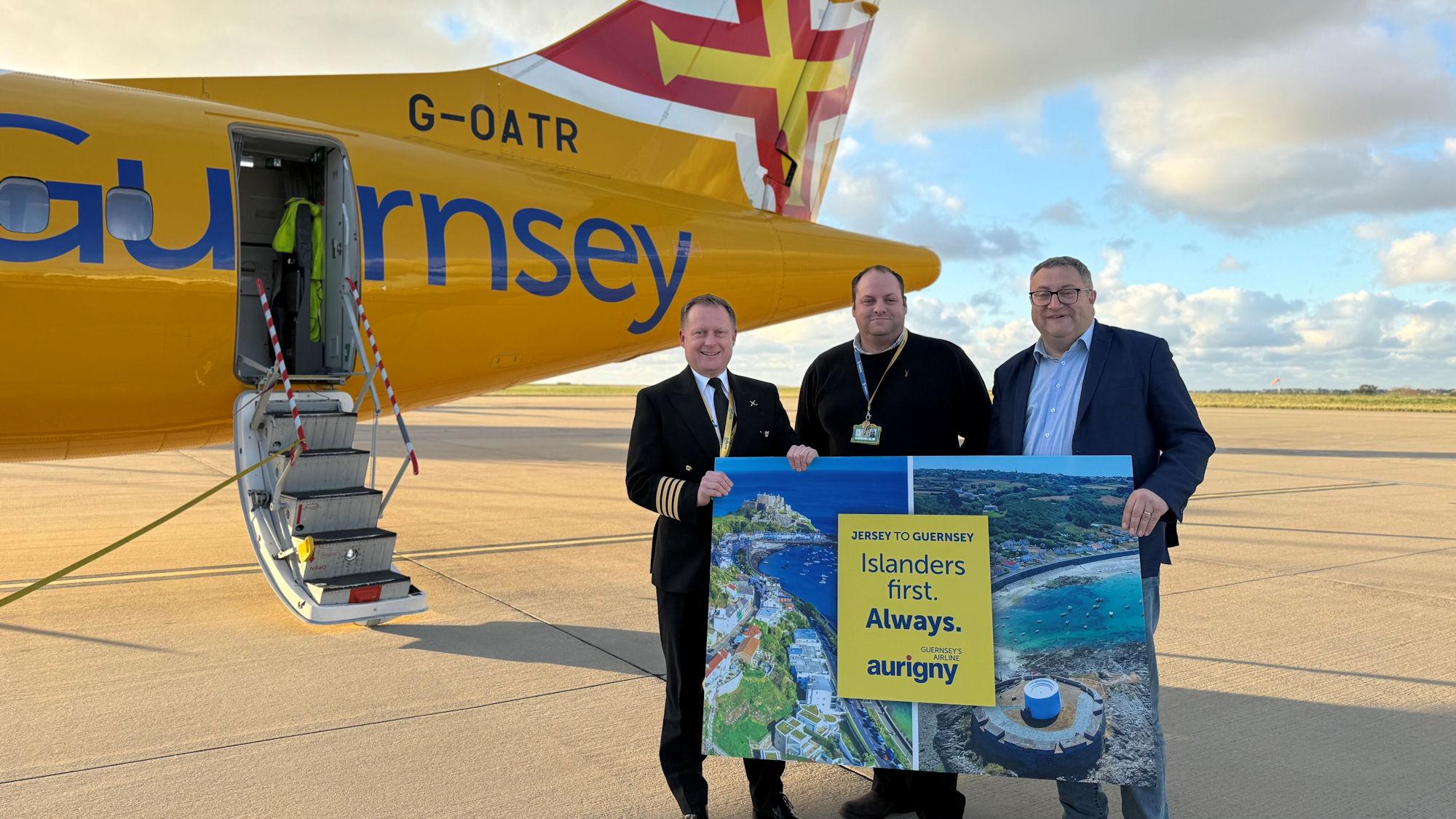Celebrating Aurigny’s official inaugural flight from Guernsey to Jersey ...